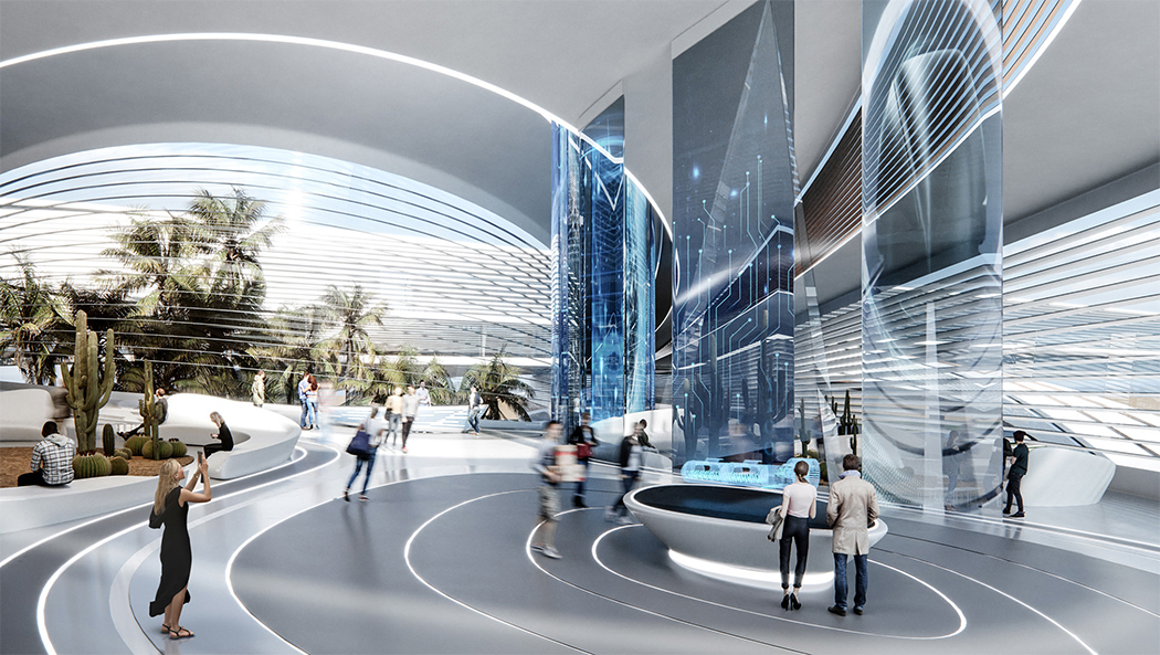 FUTURISTIC TRANSIT HUB HYPERLOOP DESERT CAMPUS